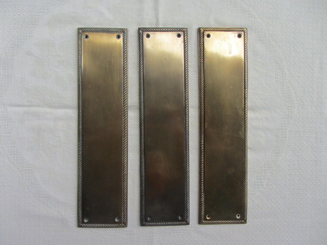 Antique Heavy Brass Push Plate, Door Finger Plate. Reclaimed, 12"x3 ...