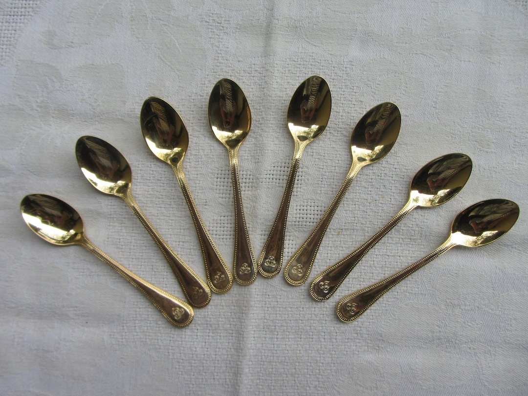 Pretty Set 8 Gold Plated Tea Spoons. 12.7cm / 5 Bangkok - Etsy