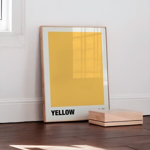 Mid Century Modern Yellow Wall Art, Minimal Yellow Wall Art, Color ...