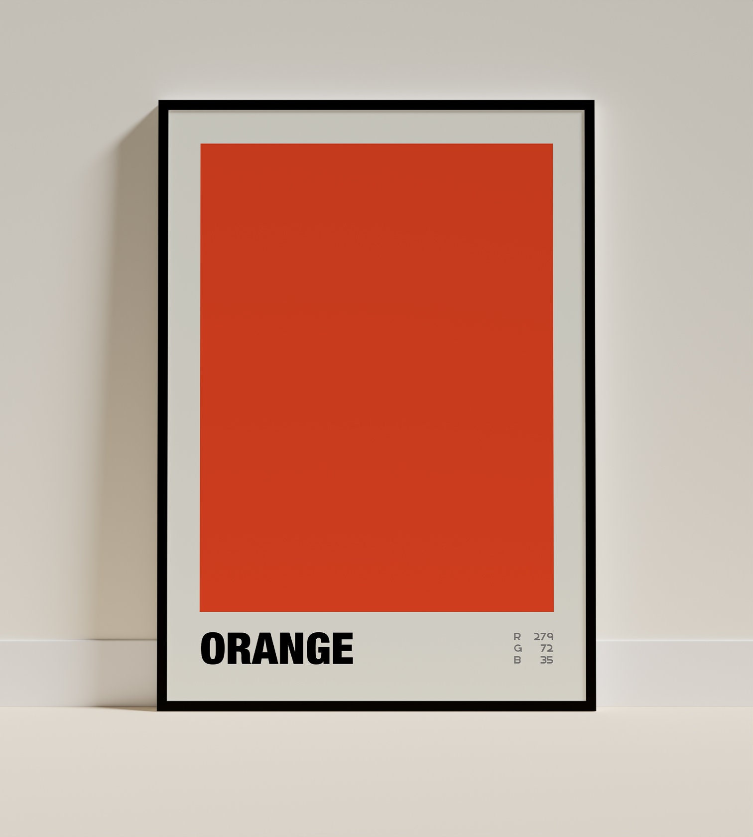 Mid Century Modern Orange Wall Art, Minimal Orange Wall Art, Color ...