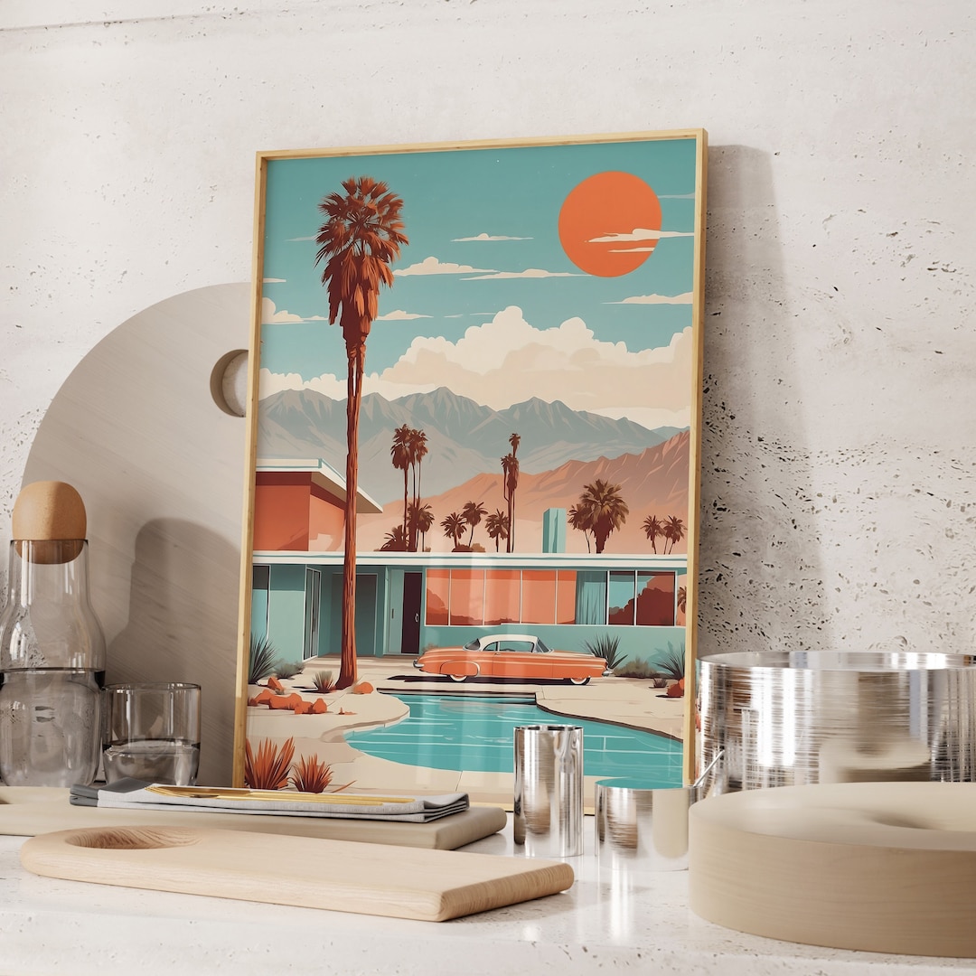 Vintage Pastel Palm Springs Art Print | Mid-century Modern Architecture ...