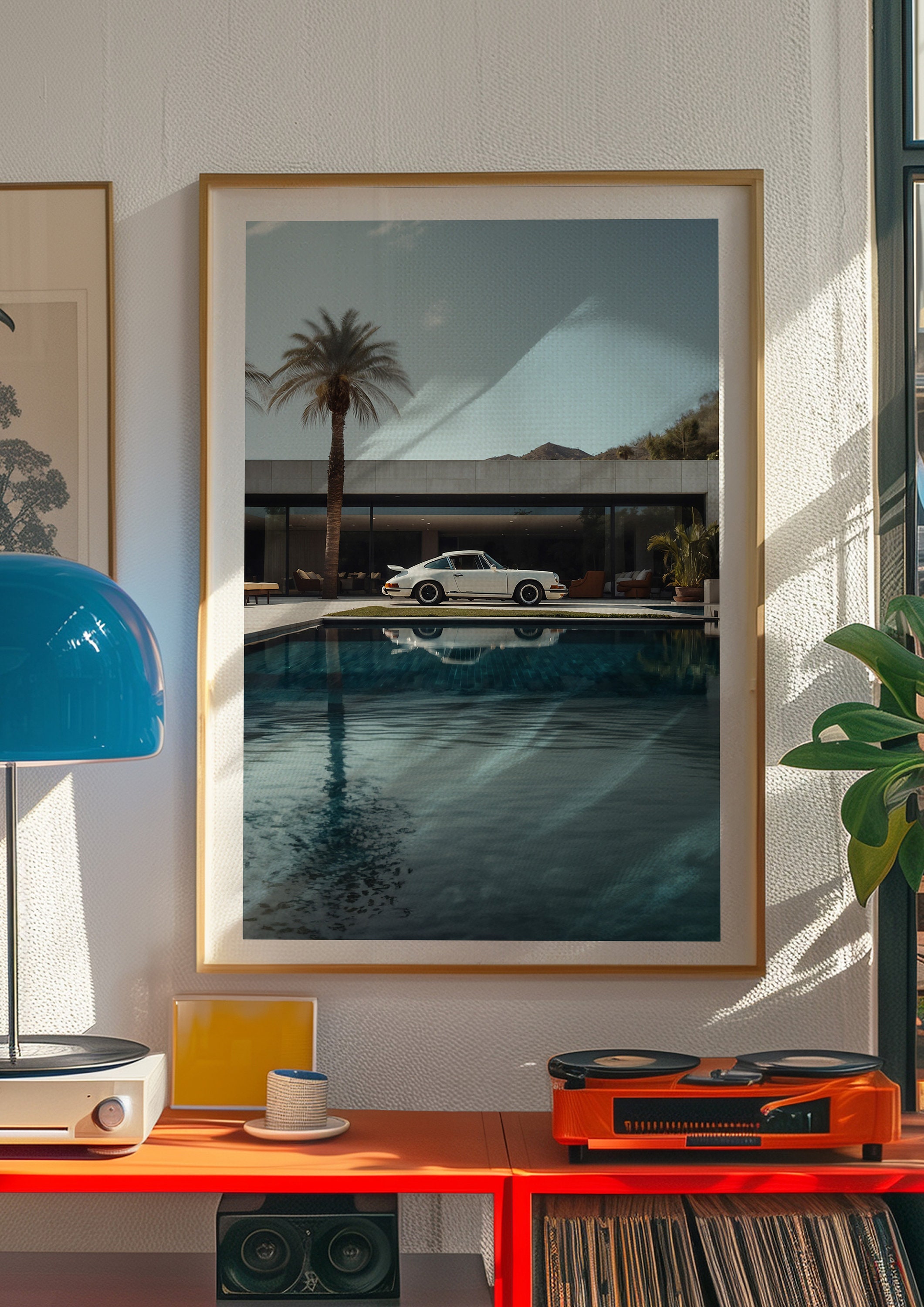 Porsche 911 by the Pool, Vintage Porsche Print, Summer Car Wall Art ...
