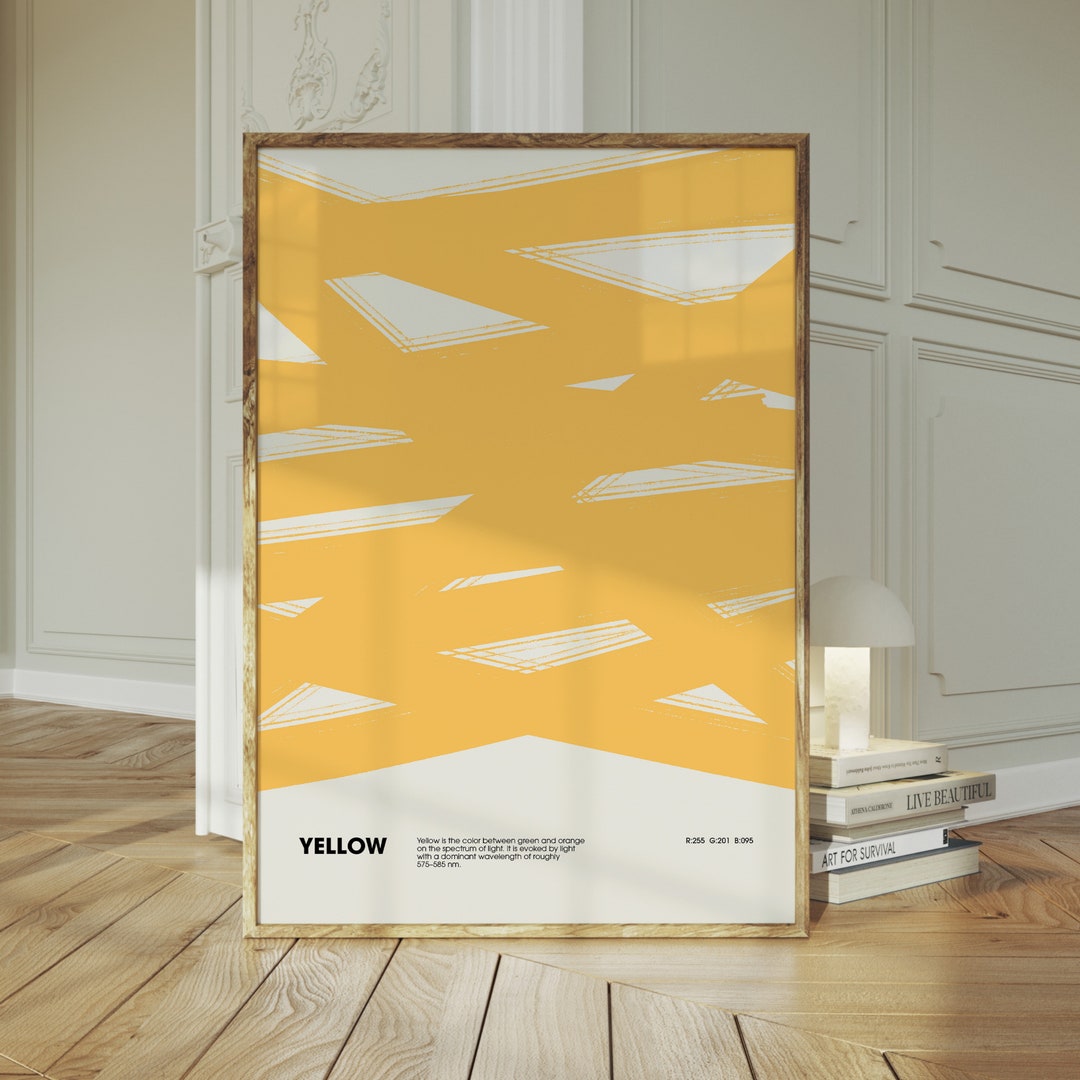 Yellow Line Wall Art, Yellow Paint Stroke, Minimal Yellow Wall Art ...