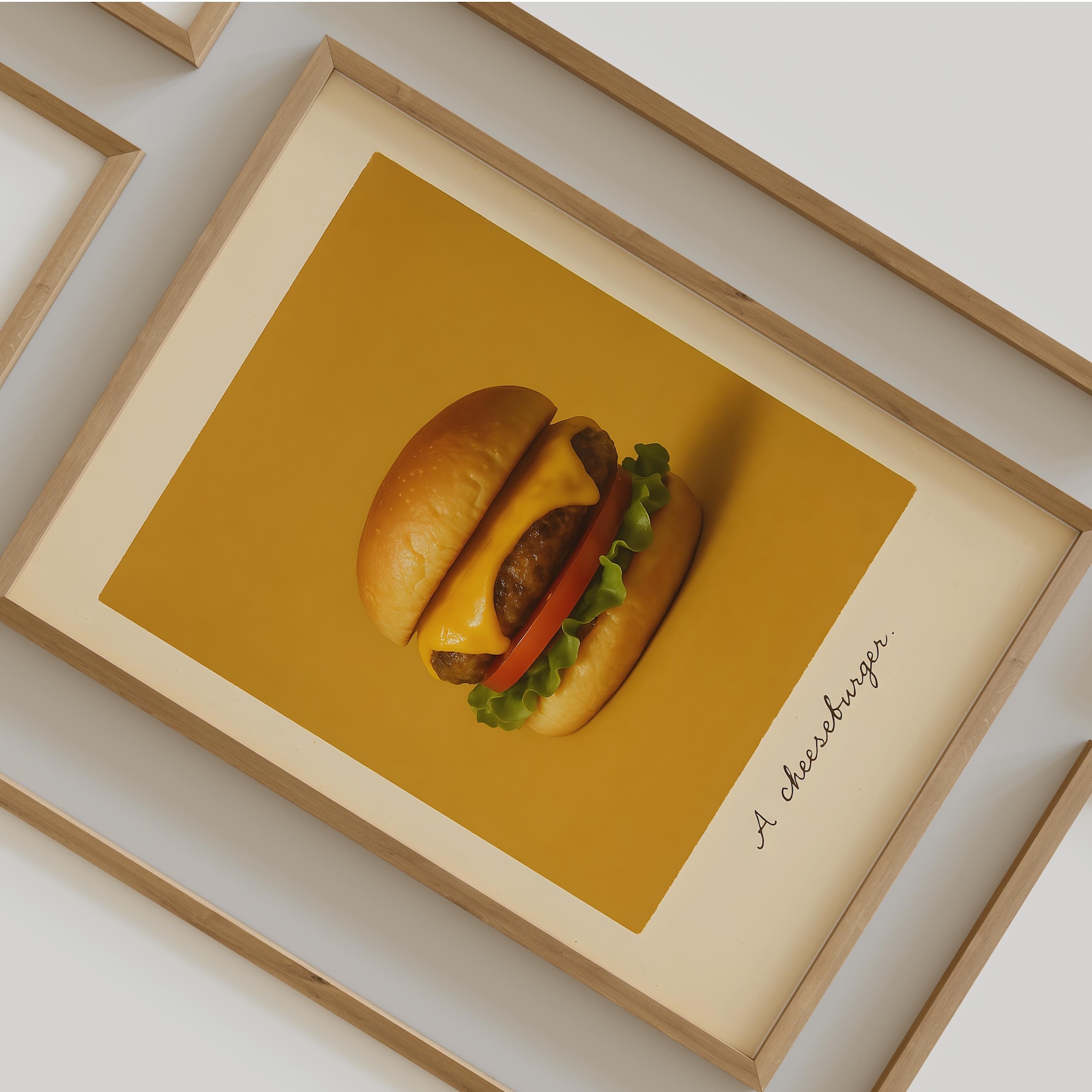 Cheeseburger Still Life Wall Art – Classic Minimalist Fast Food Poster ...