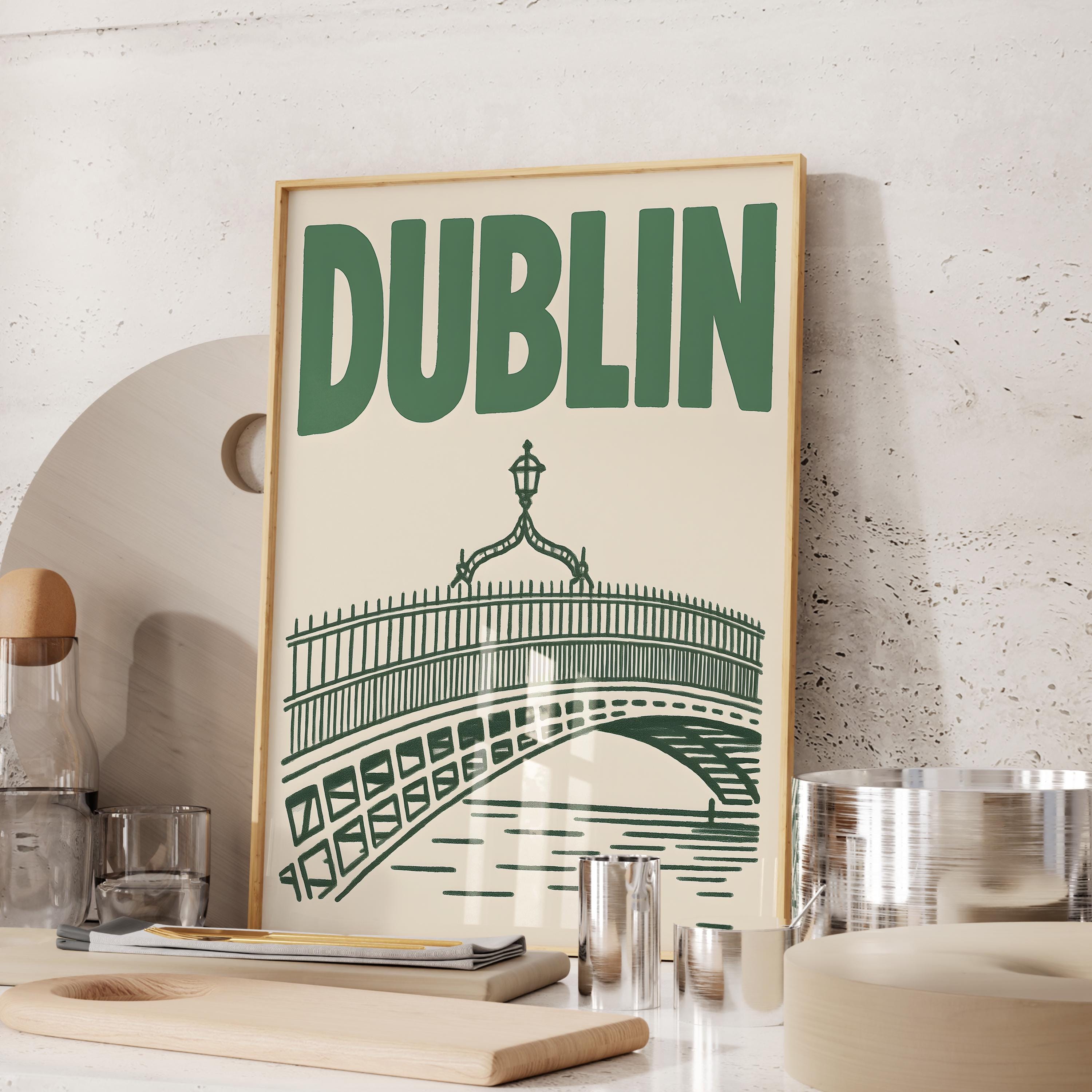 Dublin Cityscape Print – Vintage Ireland Travel Poster (digital ...