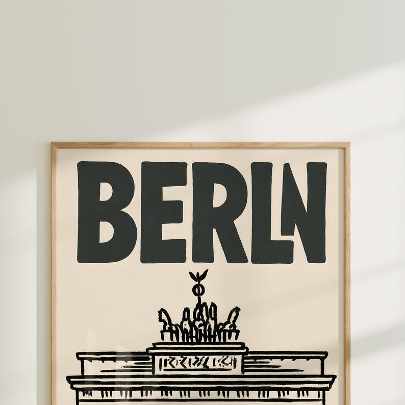 Berlin Brandenburg Gate Art Print – Vintage Line Drawing (digital ...