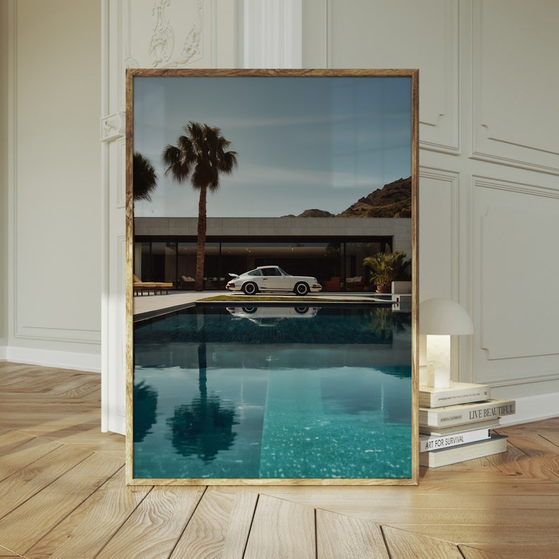 Porsche 911 by the Pool, Vintage Porsche Print, Summer Car Wall Art ...