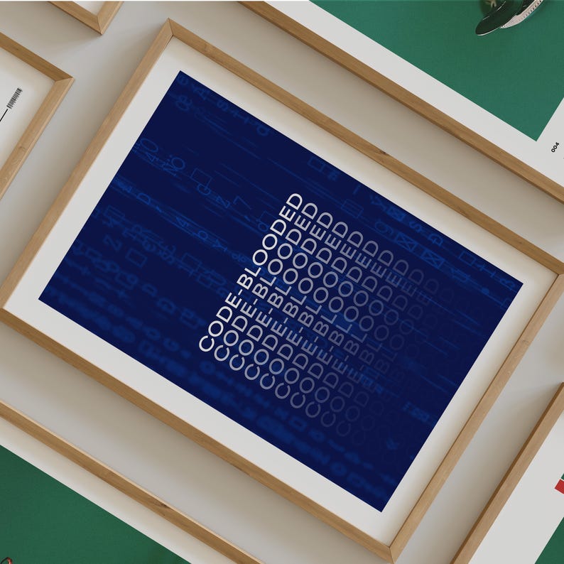 Code-blooded Wall Art, Funny Programmer Poster, IT Developer Decor, Geek Nerd Office Art, Coding ...