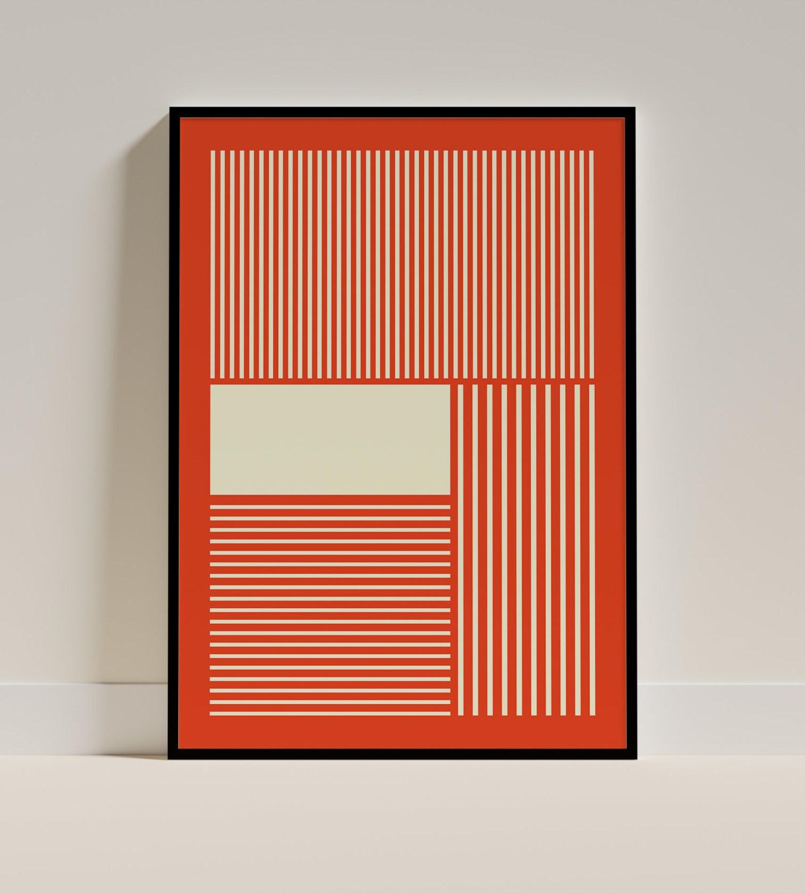 Orange Lines, Orange Line Poster, Minimalistic Wall Art, Orange White ...