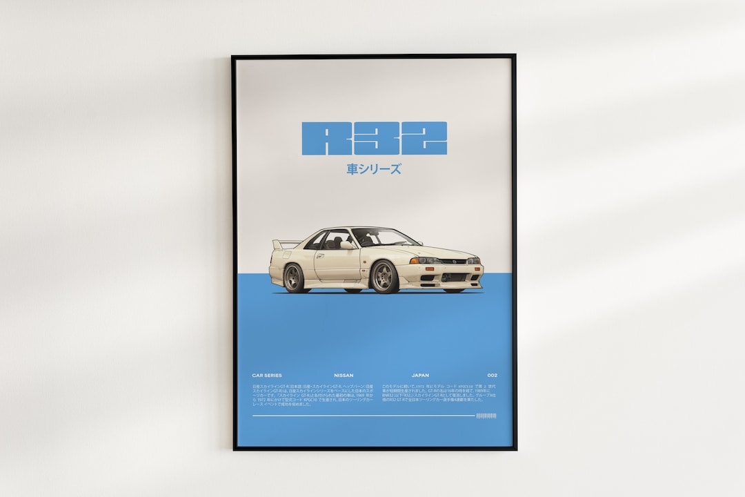 Nissan Skyline R32 Wall Art, Japanese Car Print, Drift Car Decor, Japan ...