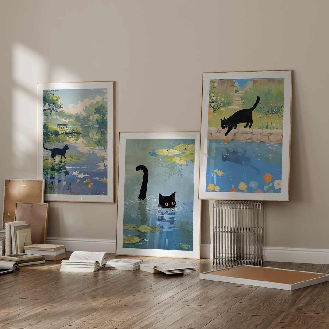 Cat Posters Set of 3 - Cat Wall Art, Cat Wall Decor, Cat Lovers Gift ...