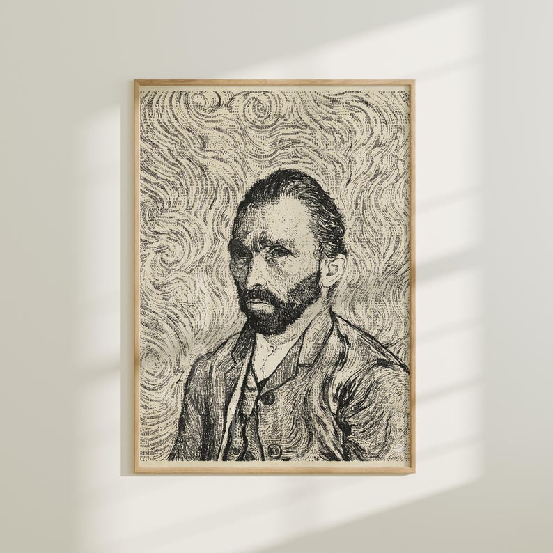 ASCII Art Van Gogh Portrait, Coding Typography Print, Programmer Gift, Text Art Self Portrait ...