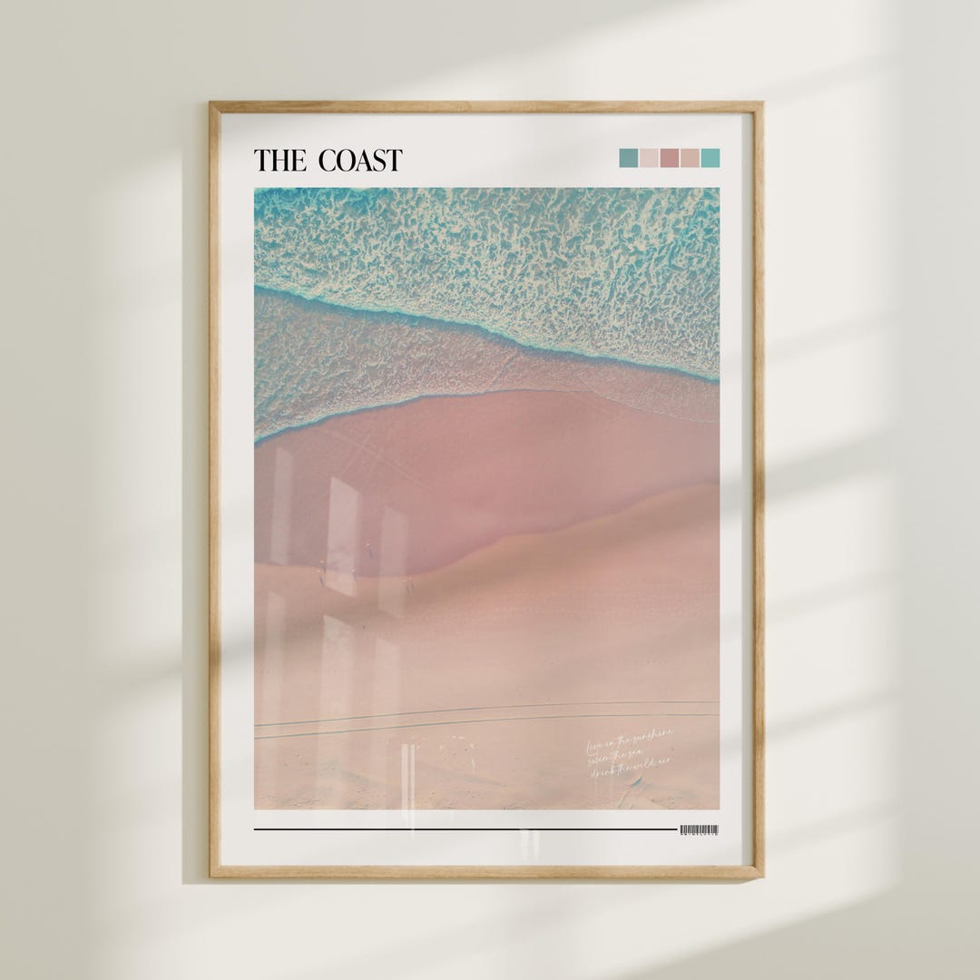 The Coast Poster, Beach Poster, Sandy Turquoise Beach Art, Magazine ...