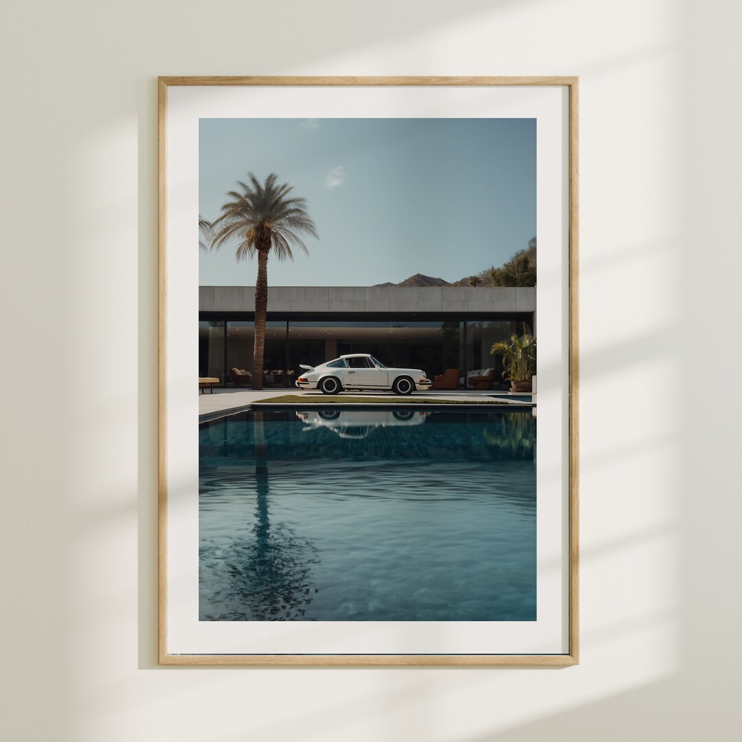 Porsche 911 by the Pool, Vintage Porsche Print, Summer Car Wall Art ...