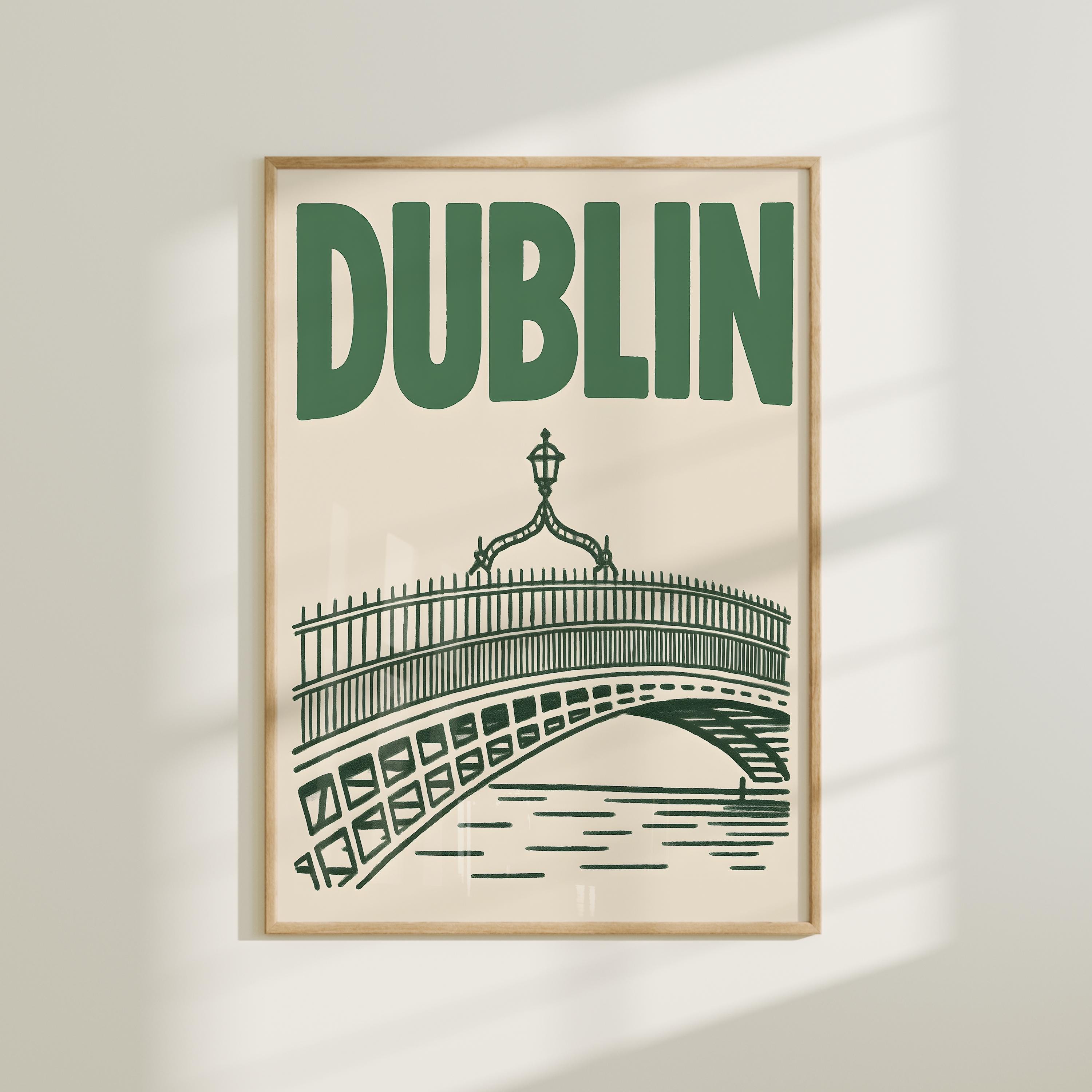 Dublin Cityscape Print – Vintage Ireland Travel Poster (digital ...