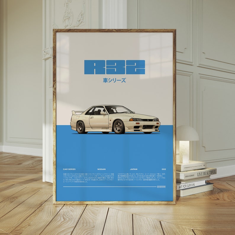 Nissan Skyline R32 Wall Art, Japanese Car Print, Drift Car Decor, Japan ...