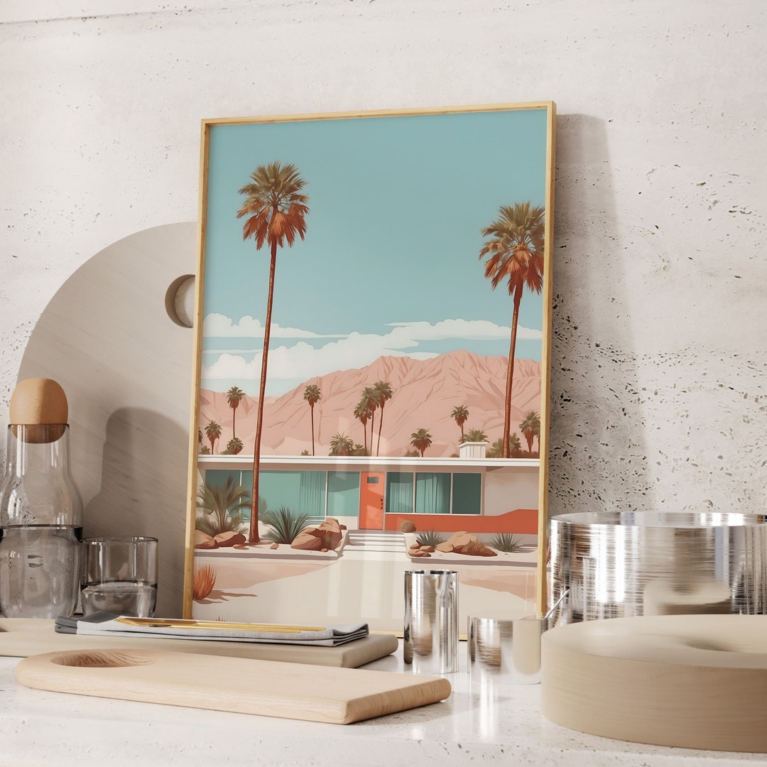 Retro Pastel Palm Springs Art Print Mid-century Modern Architecture ...