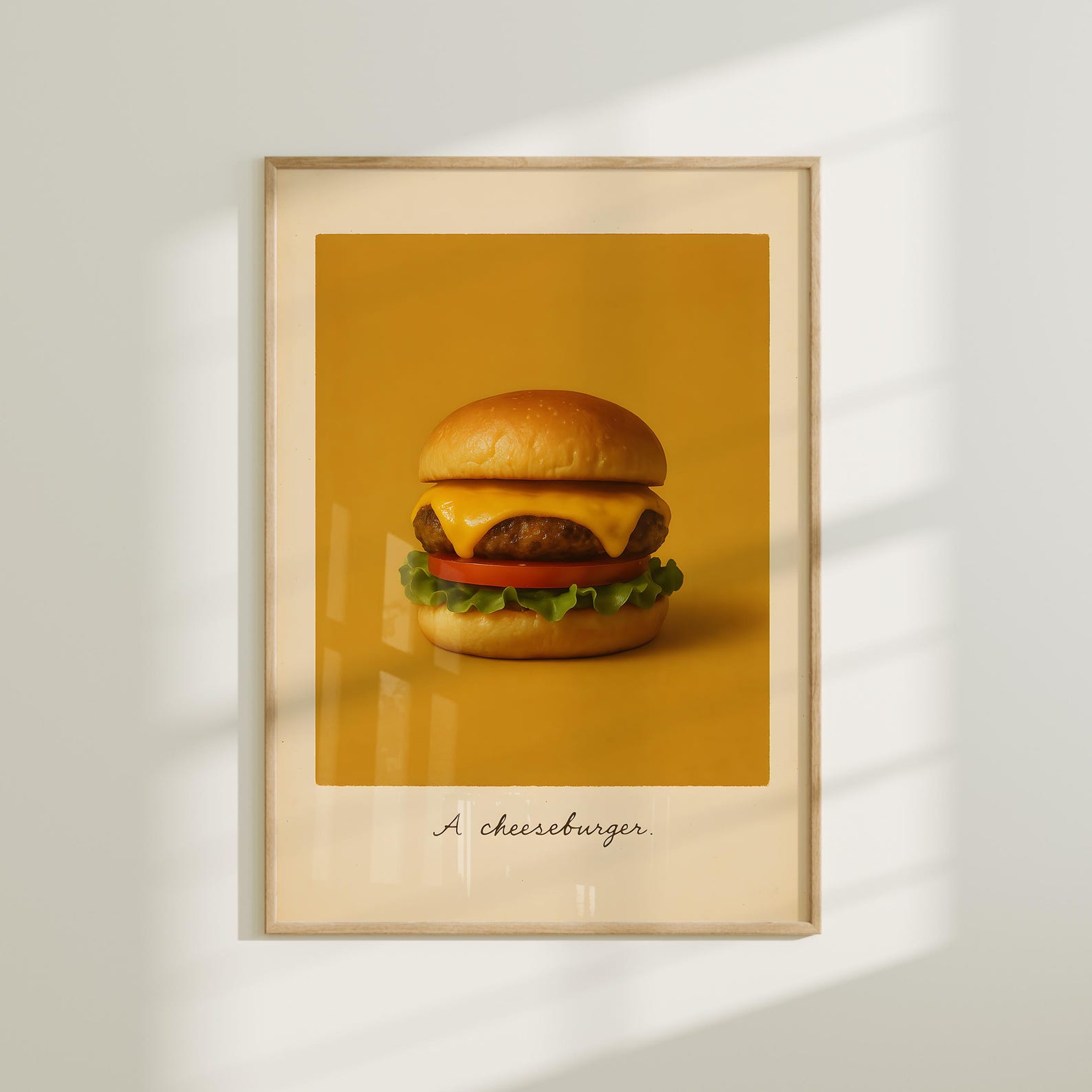 Cheeseburger Still Life Wall Art – Classic Minimalist Fast Food Poster ...