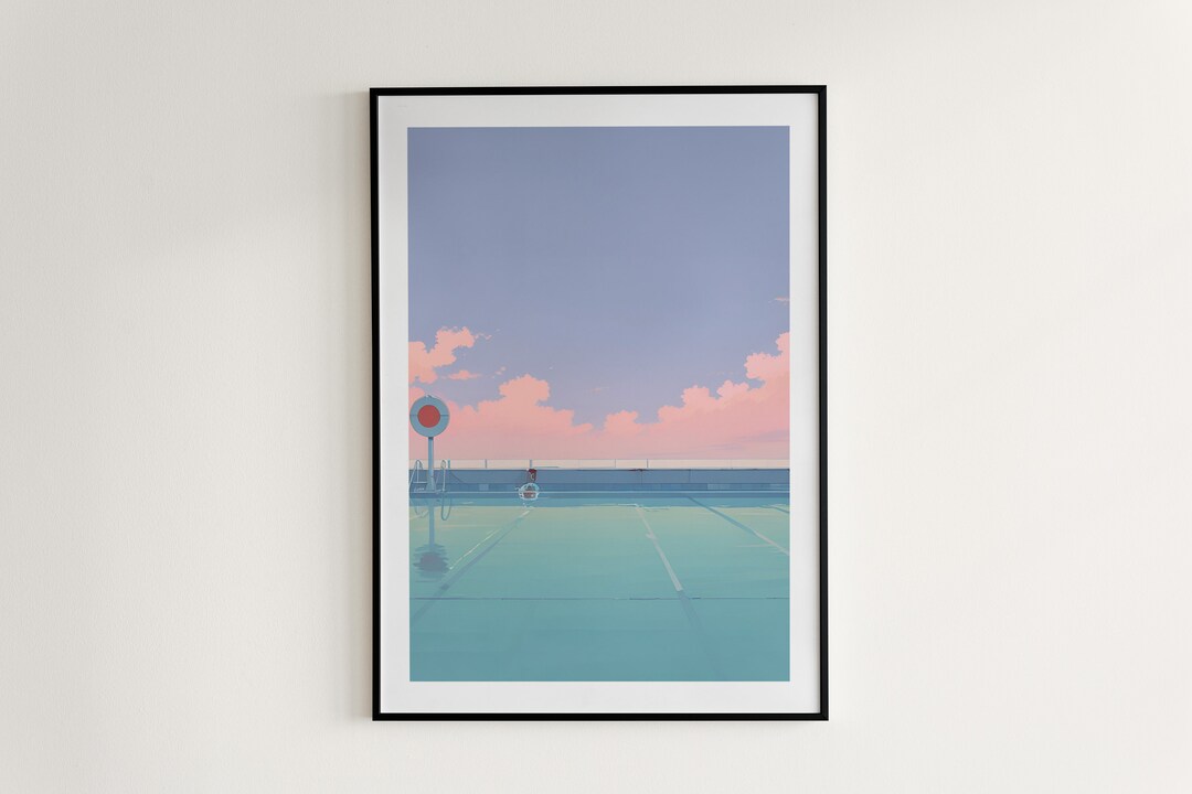 Anime Minimalist Swimming Prints | Anime Pool Swim | Anime Gallery Wall ...