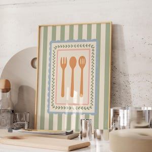 Folk Art Kitchen Utensils Print – Vintage Cottagecore Decor (digital ...