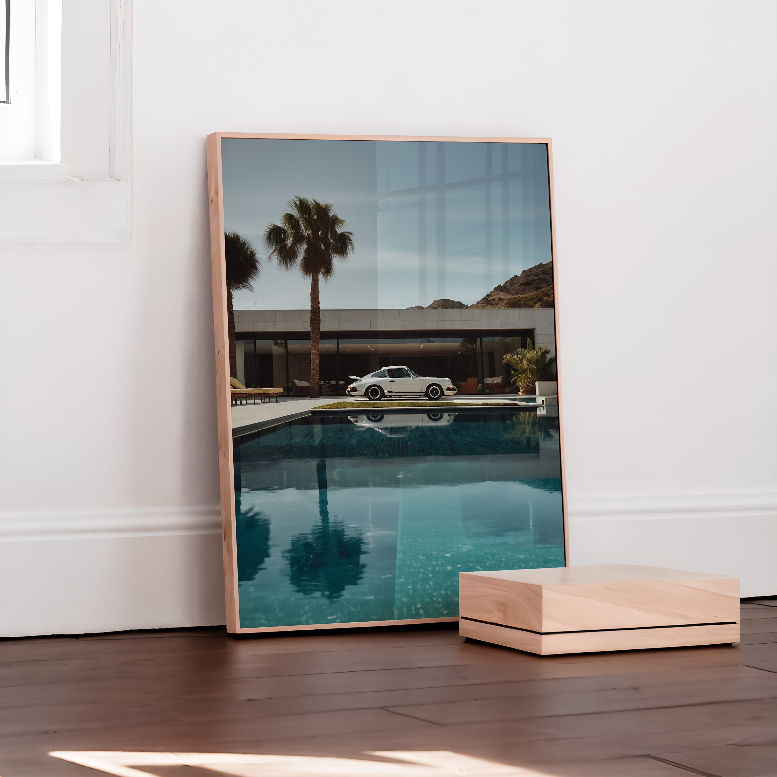 Porsche 911 by the Pool, Vintage Porsche Print, Summer Car Wall Art ...