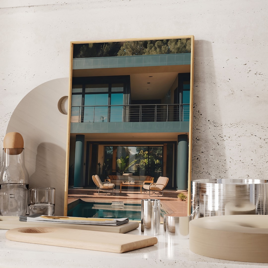 80s California Mansion With Pool, 80s California Vibe Wall Art, 80s ...