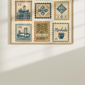 Turkish Culture Stamp Art Print – Istanbul Vintage Decor (digital ...