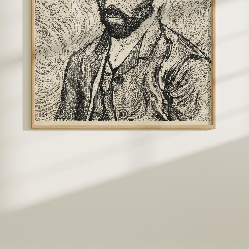 ASCII Art Van Gogh Portrait, Coding Typography Print, Programmer Gift, Text Art Self Portrait ...