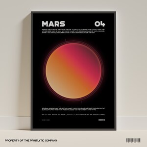 Minimalist Mars Planet Print, Modern Cosmic Wall Art (digital Download ...