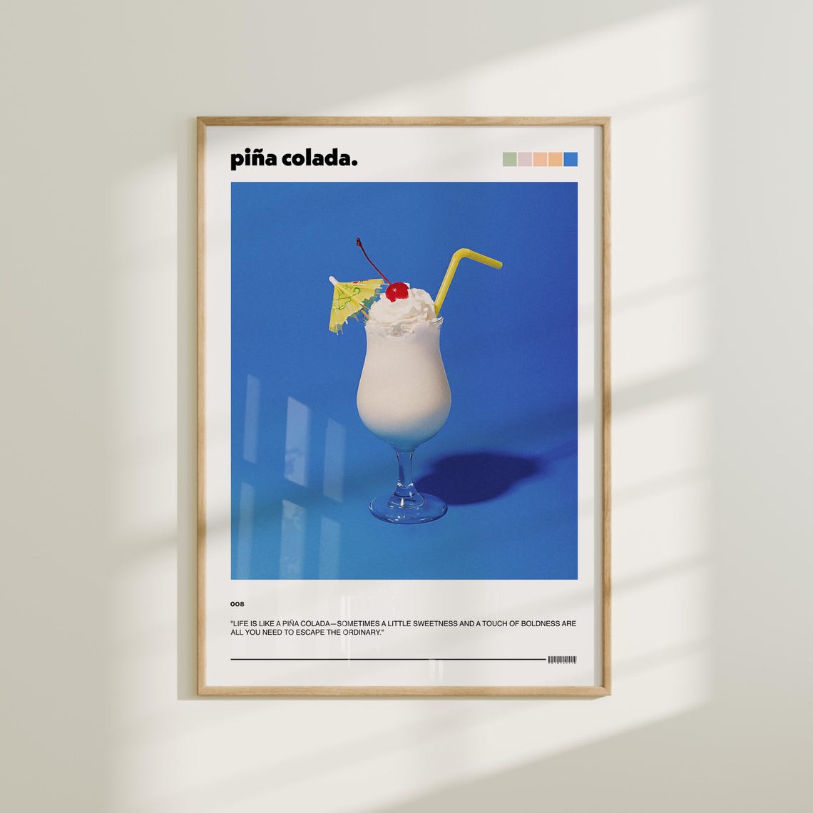 Pina Colada Exhibition Poster, Tropical Cocktail Art Print, Retro Bar ...