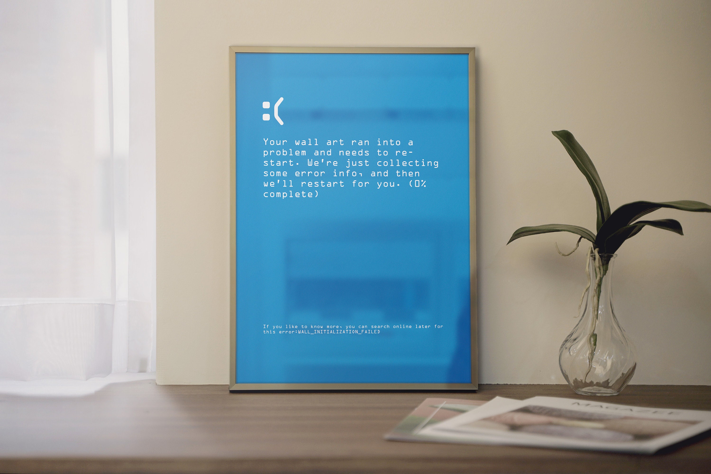 Blue Screen of Death Wall Art, Meme Wall Art, Typography Poster ...