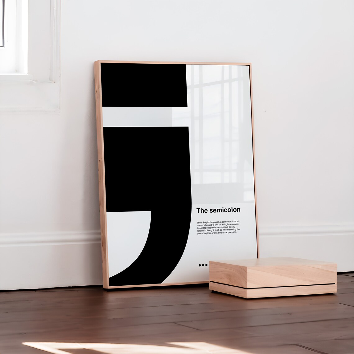 The Semicolon Typography, Black Typography Poster, Minimalistic Wall ...