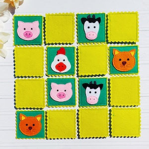 Felt Memory Game PDF Pattern, Farm Animals Matching Cards, Educational ...