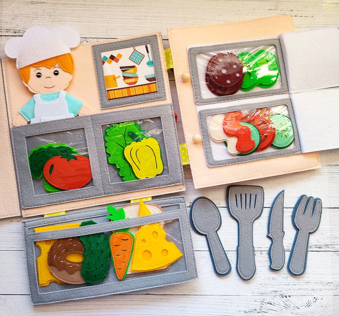 Cafe Quiet Book Pattern Pdf, Kitchen Felt Book Pattern, Baby Soft Book ...