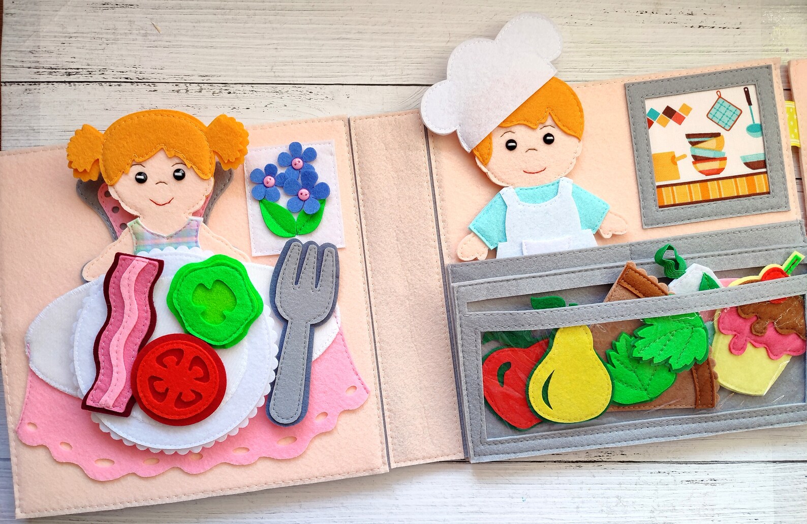 Cafe Quiet Book Pattern Pdf, Kitchen Felt Book Pattern, Baby Soft Book ...