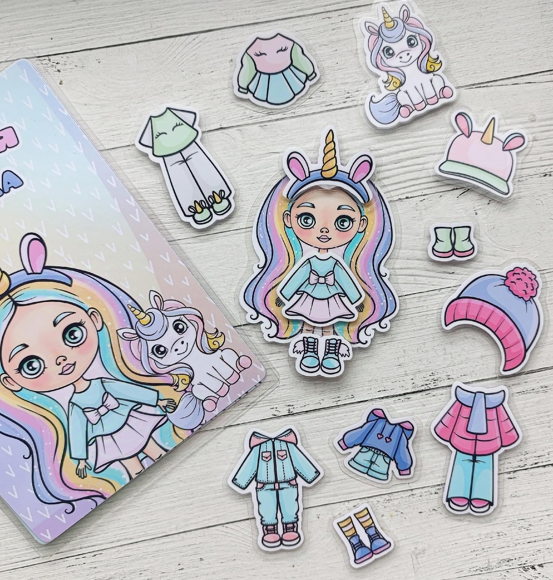 Unicorn Paper Doll Clothes Cut Out, Printable Blythe Paper Doll Digital ...