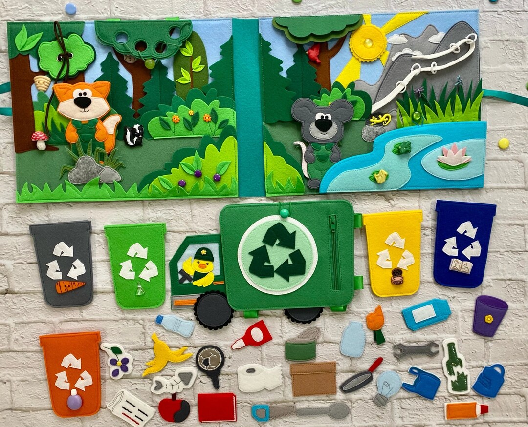 Waste Sorting Activity Quiet Book Pattern Pdf, Felt Book Pattern, Soft ...