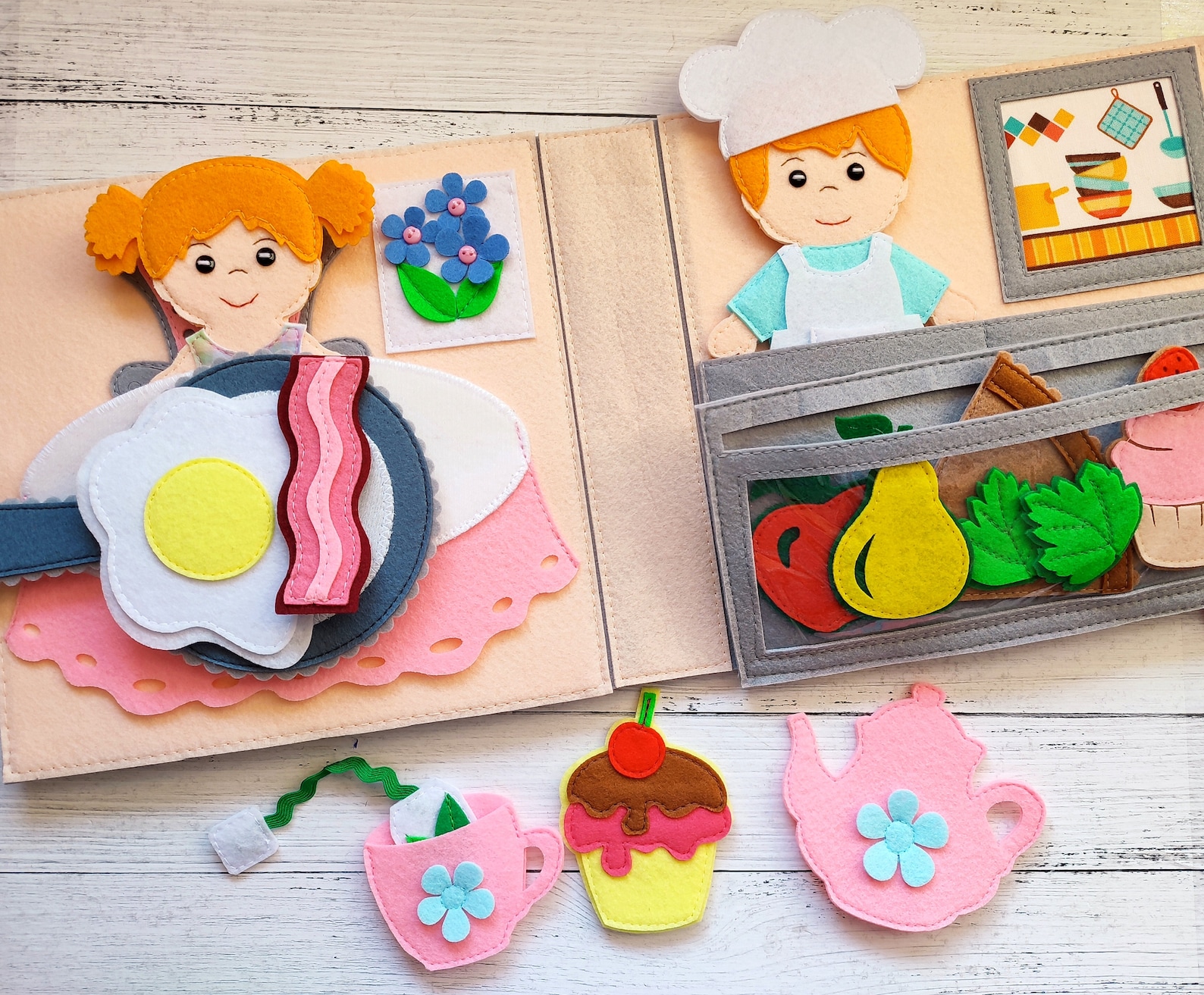Cafe Quiet Book Pattern Pdf, Kitchen Felt Book Pattern, Baby Soft Book ...