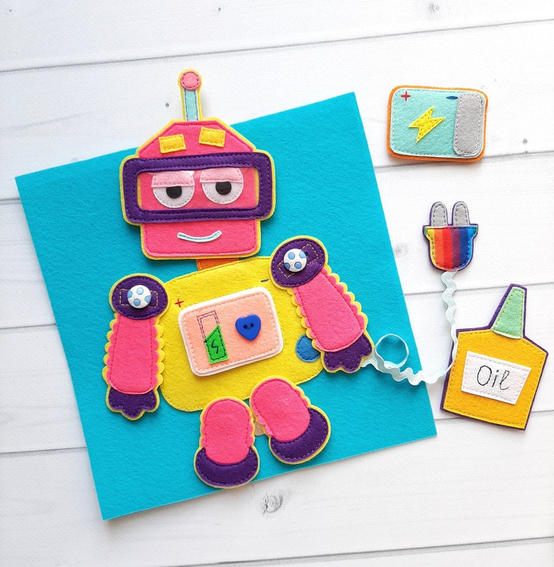 Robot Quiet Book Pattern, Felt Book Template Pdf, Soft Montessori Book ...