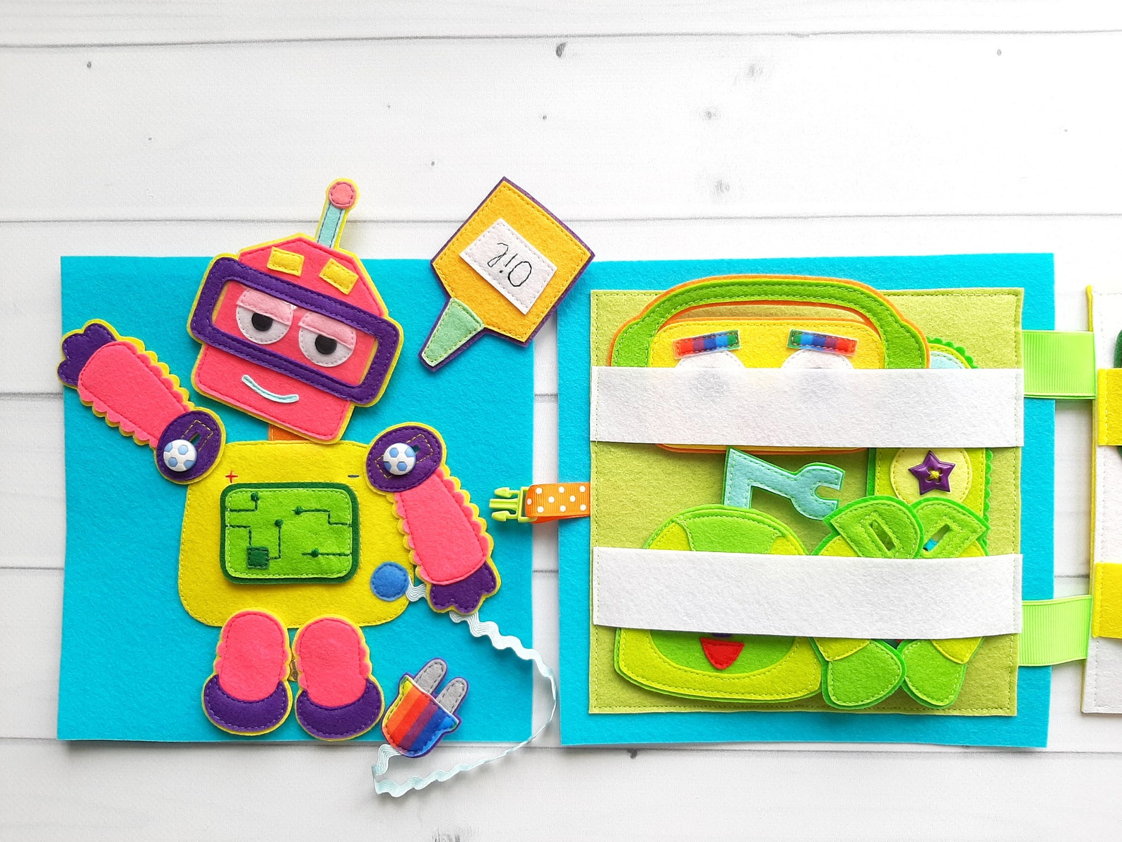 Robot Quiet Book Pattern, Felt Book Template Pdf, Soft Montessori Book ...