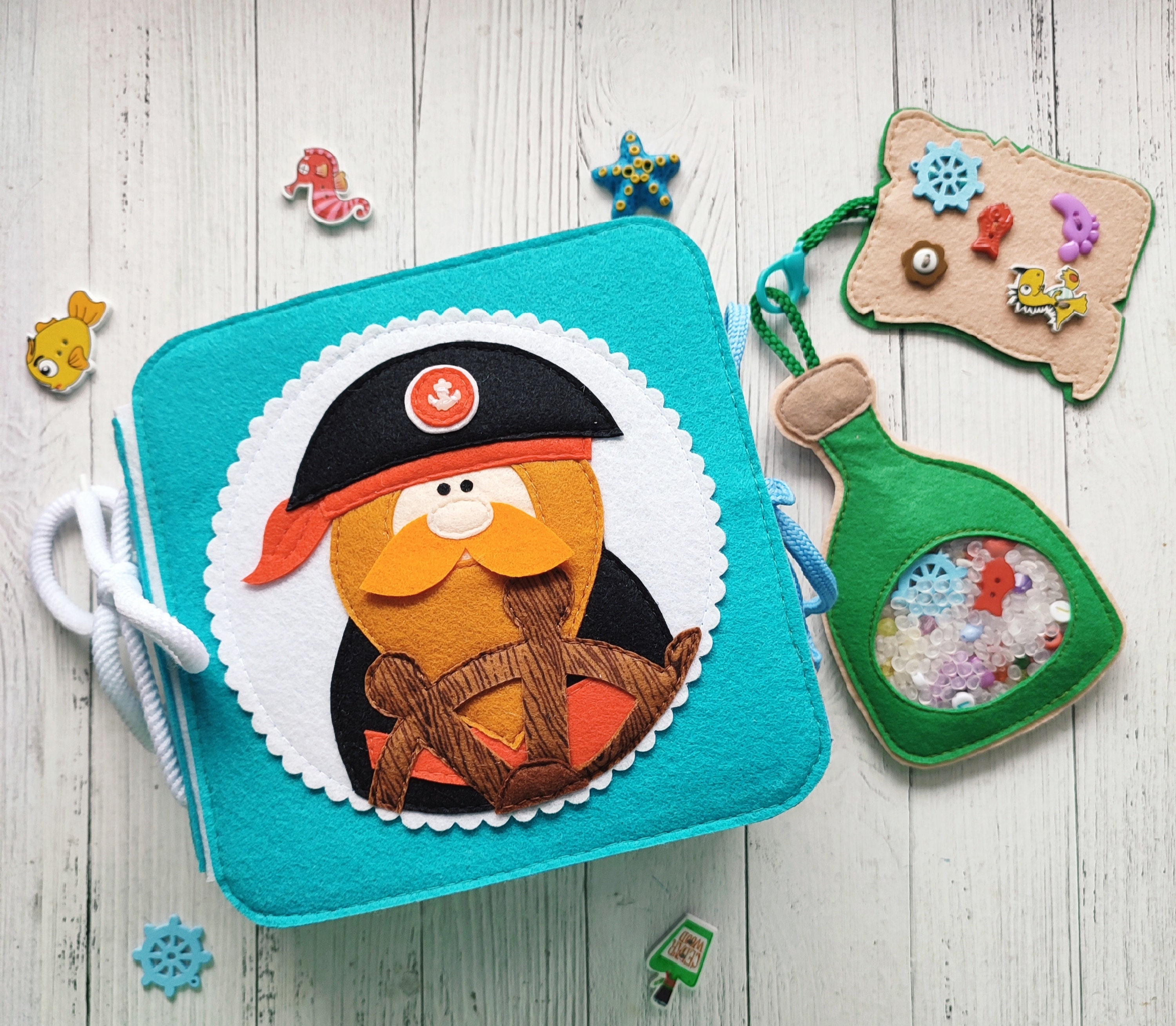 Pirate Quiet Book Pattern PDF & Tutorial Pages, Felt Book Pattern Svg ...