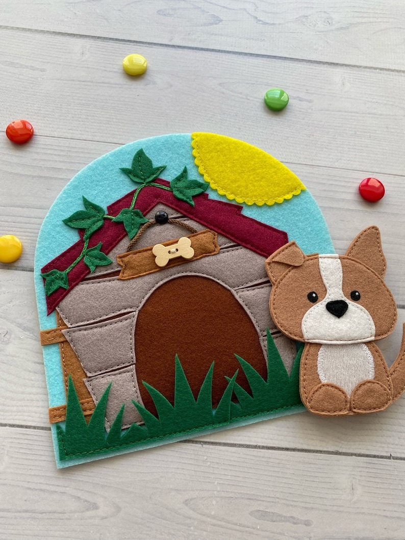 Felt Dog House Pattern Pdf, Quiet Book Dollhouse Pattern, Pet Felt Book ...