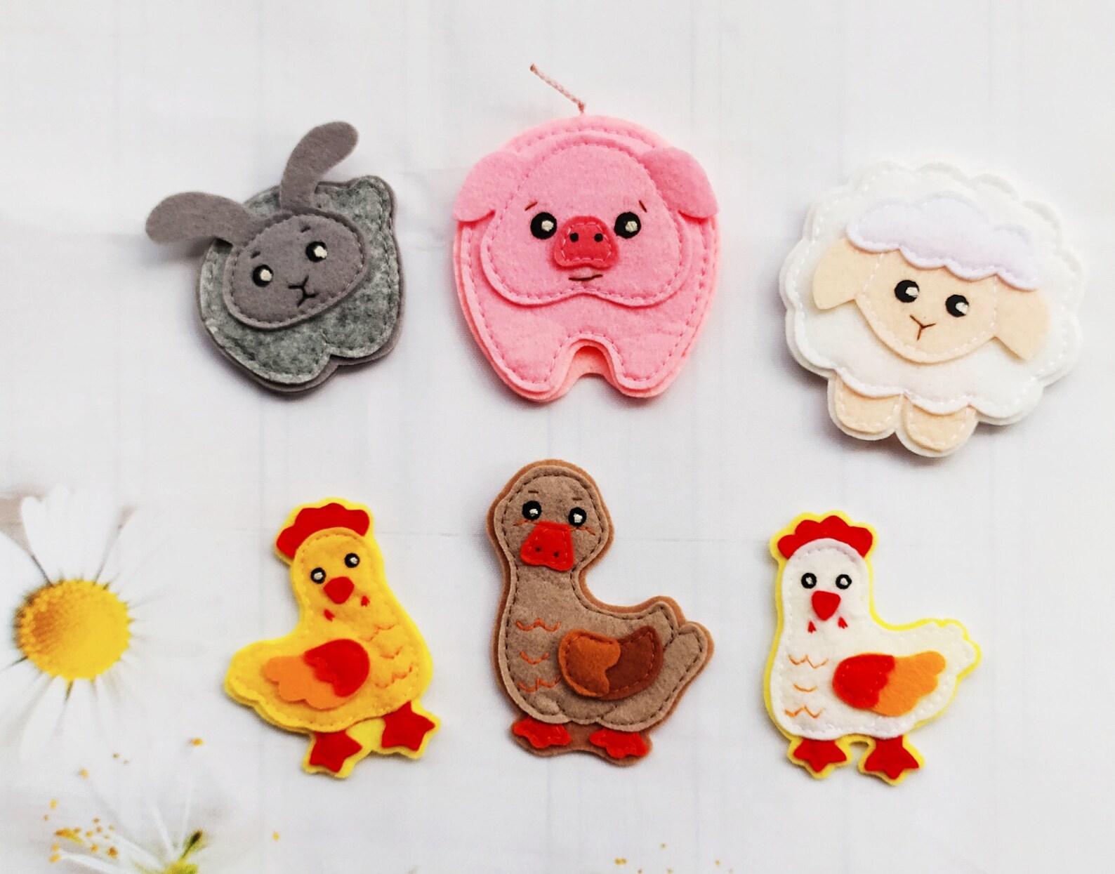 Felt Farm Animals Pattern, Felt Finger Puppet Toys Pattern, Farm Quiet ...