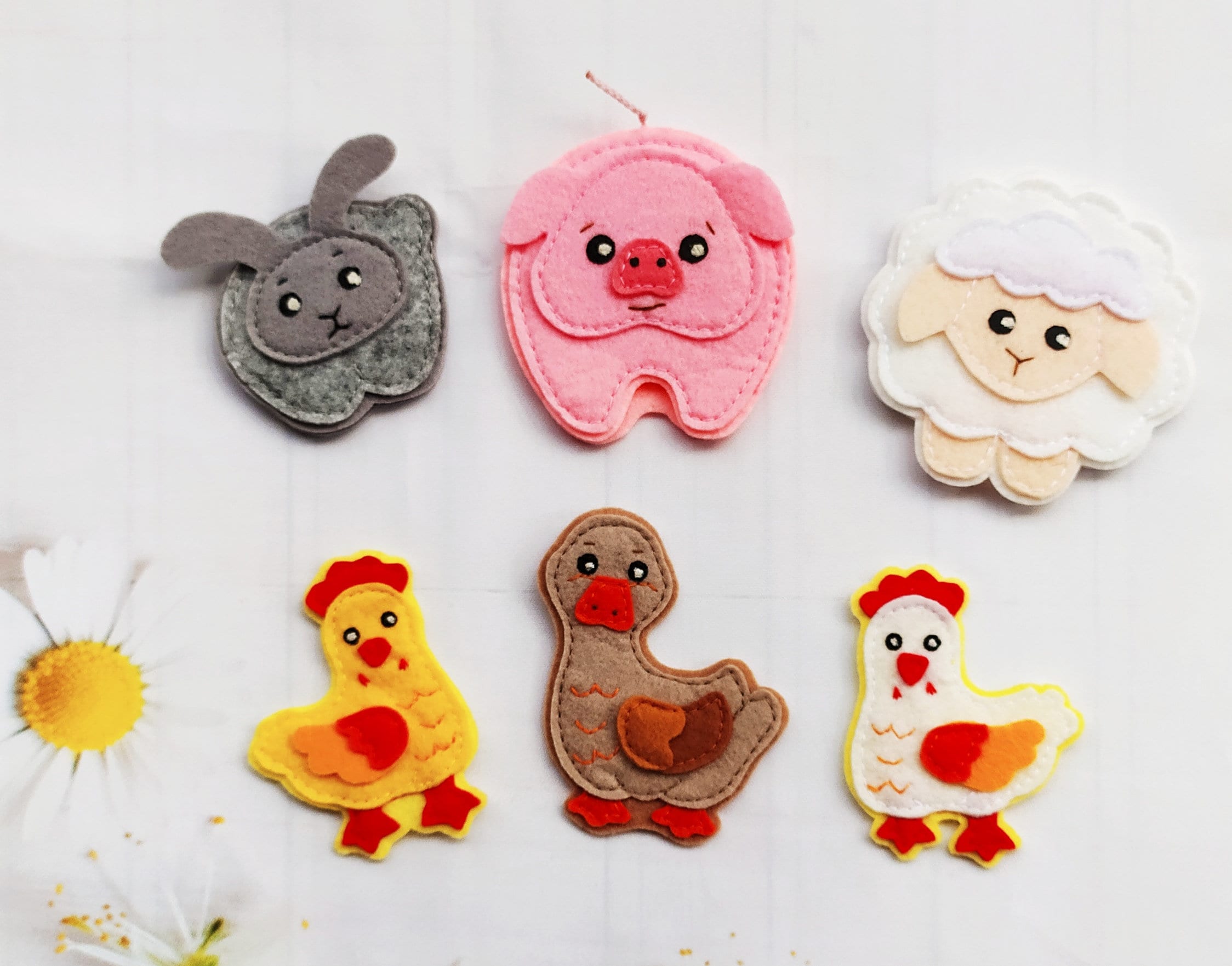 Felt Farm Animals Pattern, Felt Finger Puppet Toys Pattern, Farm Quiet ...