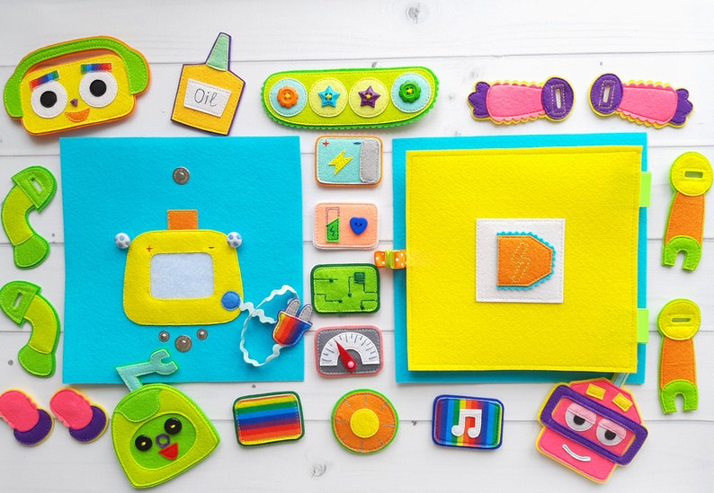 Robot Quiet Book Pattern, Felt Book Template Pdf, Soft Montessori Book ...