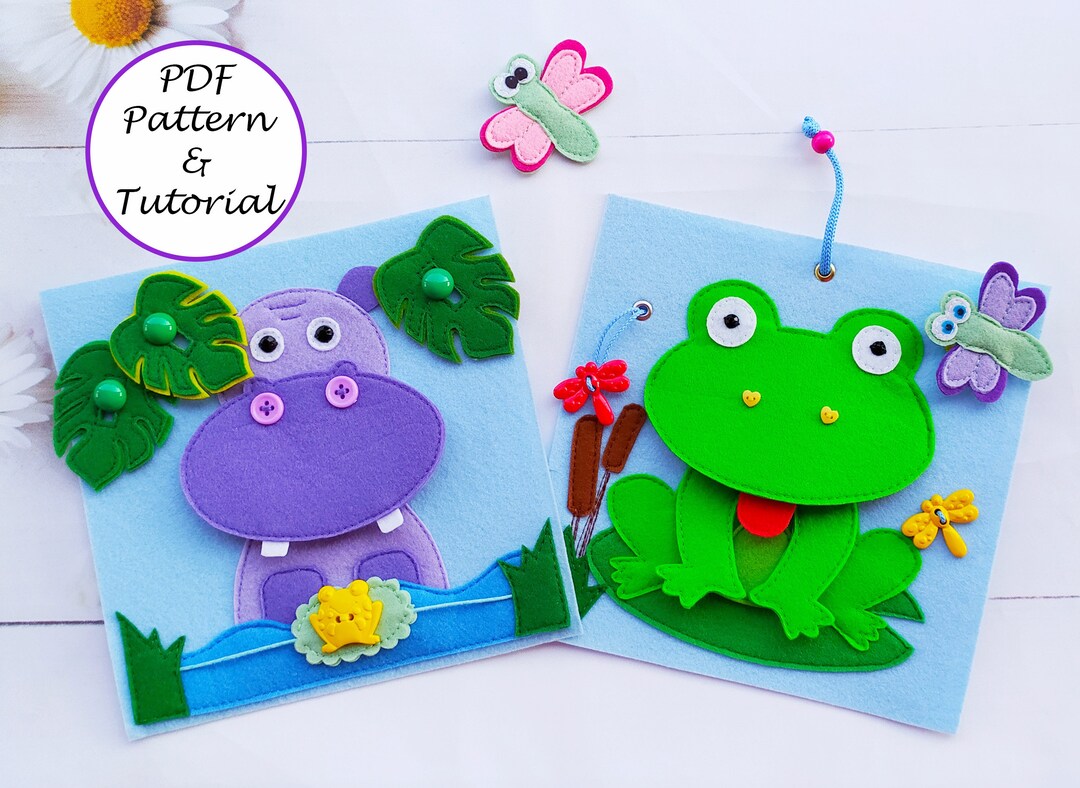 Hippo & Frog Quiet Book Pattern Pdf , Felt Book Pattern Svg, Soft ...