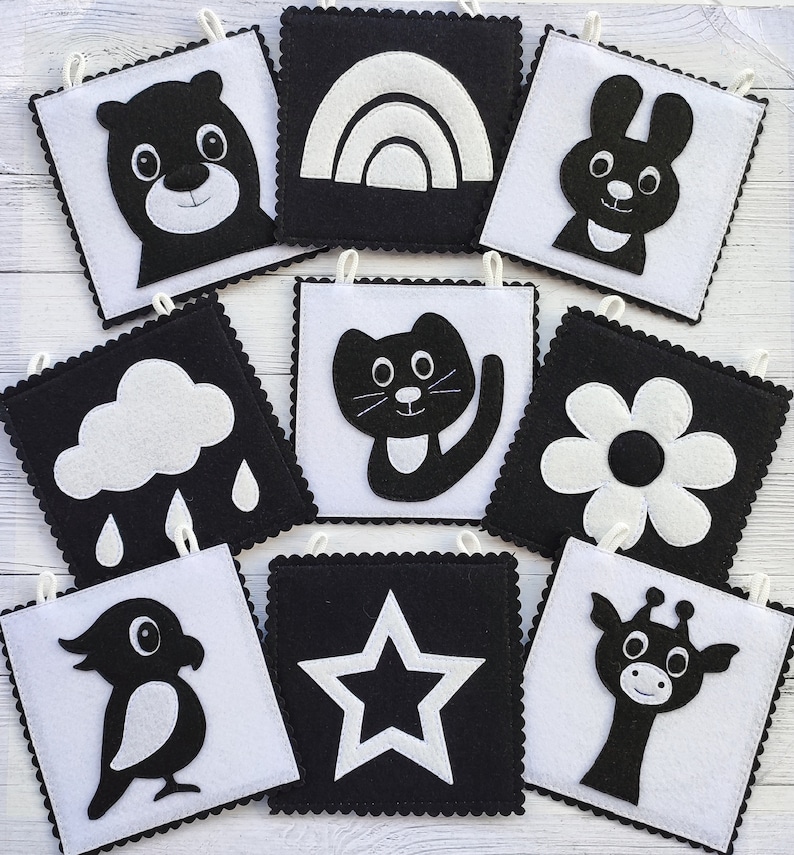 High Contrast Quiet Book Pattern , Infant Stimulation Contrasting ...