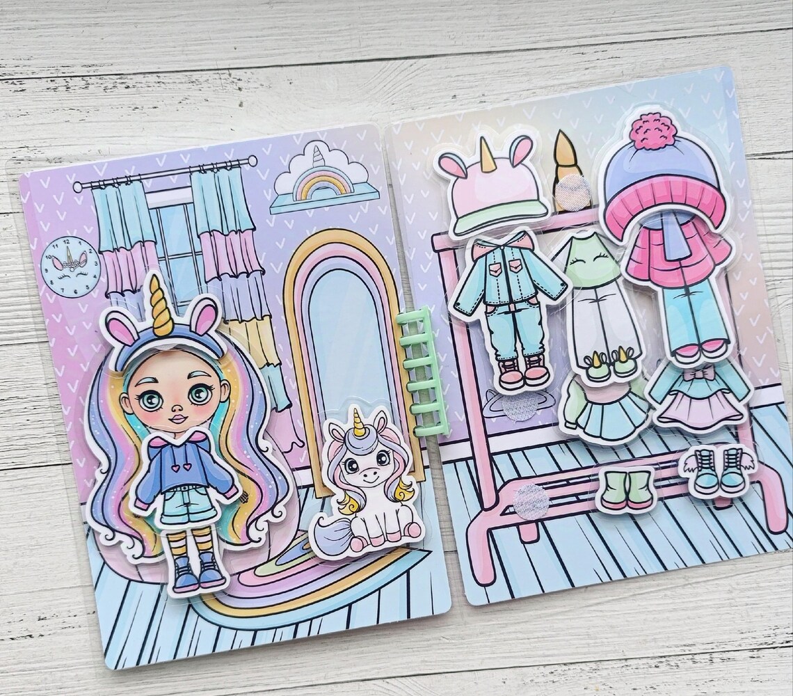 Unicorn Paper Doll Clothes Cut Out, Printable Blythe Paper Doll Digital ...