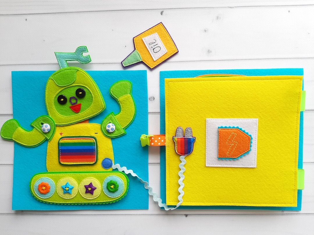Robot Quiet Book Pattern, Felt Book Template Pdf, Soft Montessori Book ...