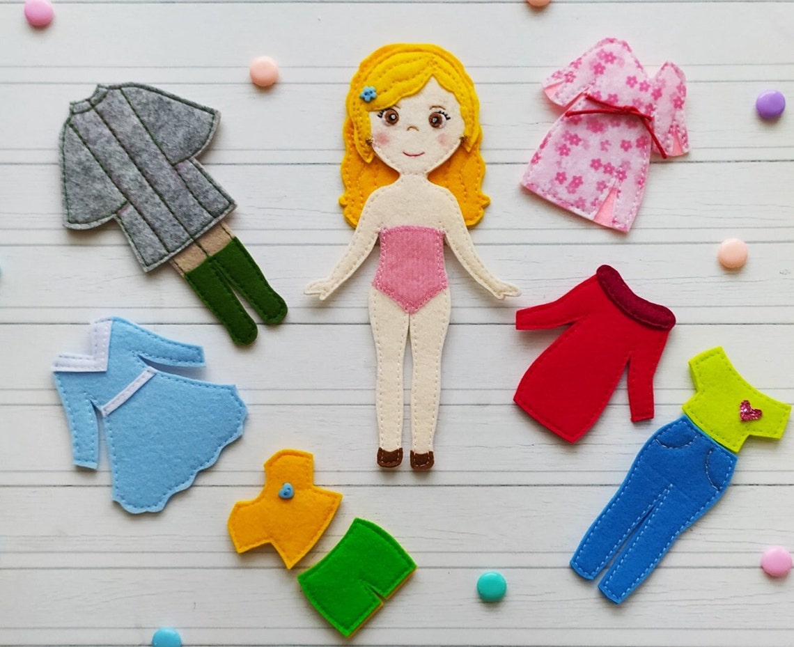Felt Dollhouse Quiet Book Pattern Pdf, Felt Doll Pattern With Clothes ...